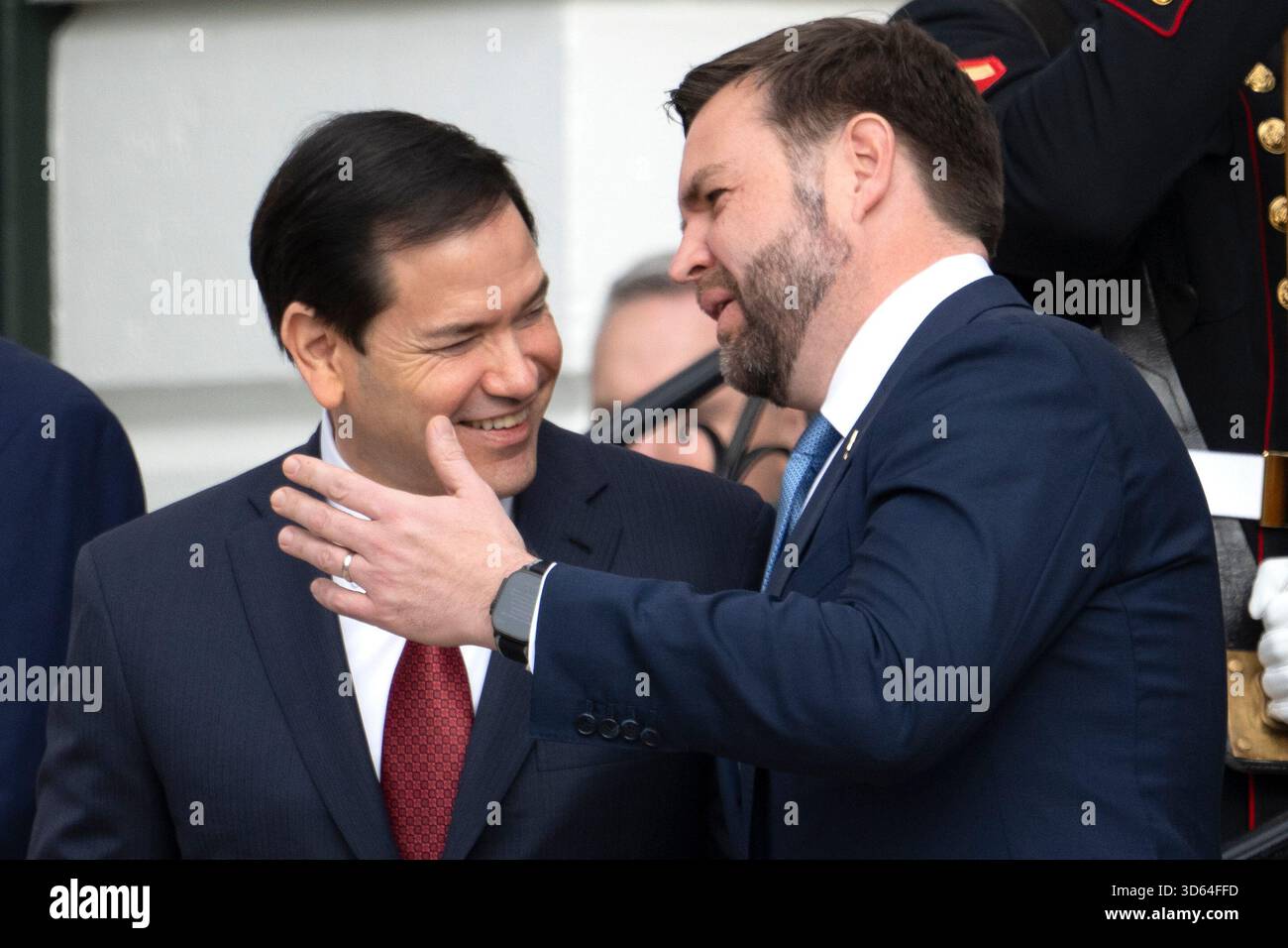 Secretary of State Marco Rubio, left, talks with Vice President JD ...