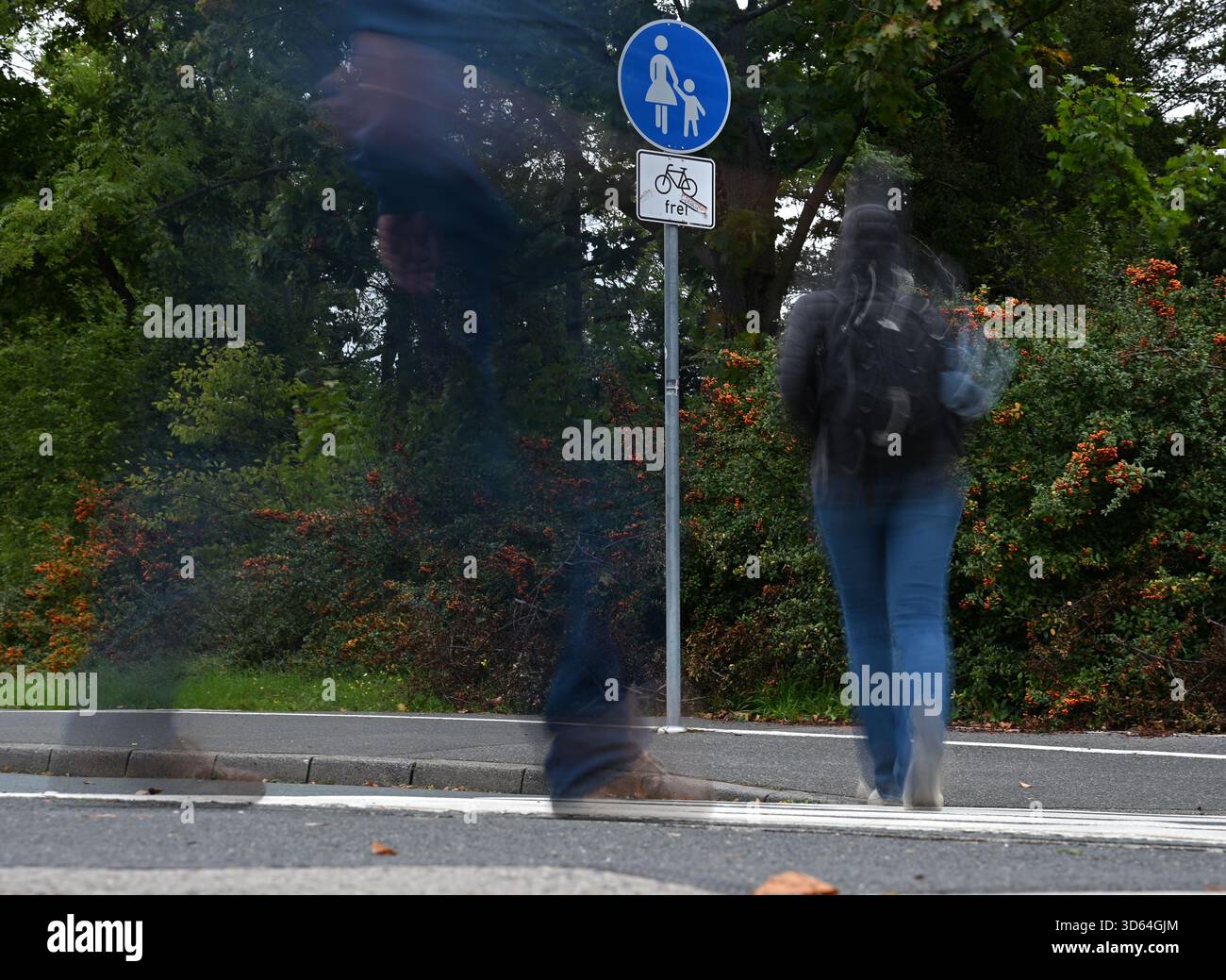 28 October 2025, Rhineland-Palatinate, Mainz: Pedestrians are crossing ...