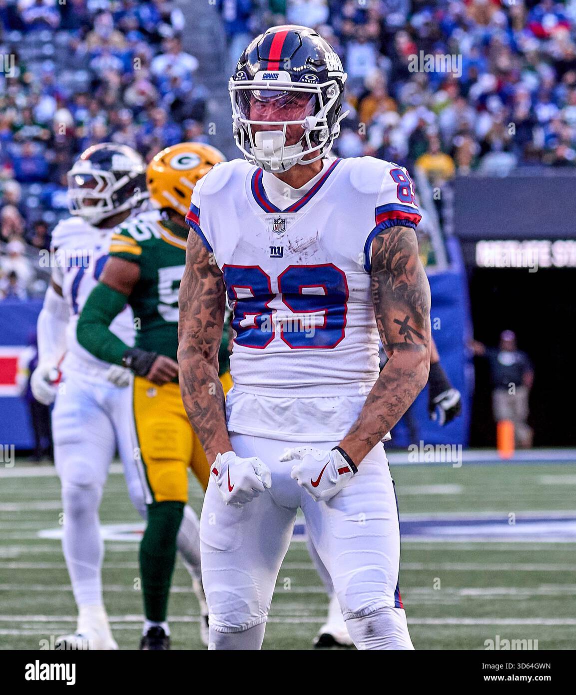 New York Giants wide receiver Lil'Jordan Humphrey (89) reacts after ...