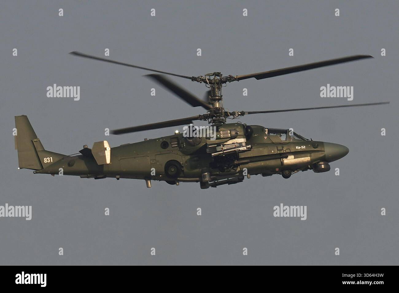 A Kamov Ka-52 Alligator attack helicopter performs during the Dubai Air ...