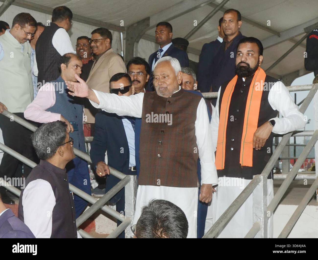 PATNA, INDIA - NOVEMBER 18: Bihar Chief Minister Nitish Kumar with ...