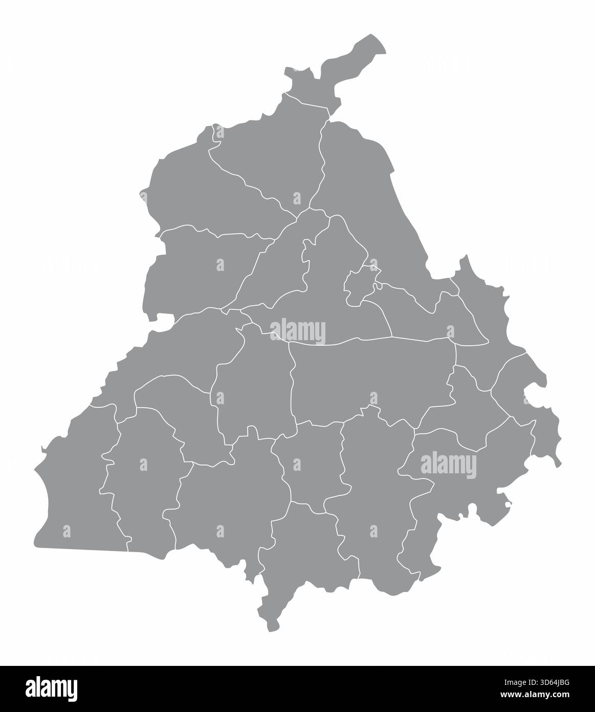 Punjab administrative map isolated on white background, India Stock ...