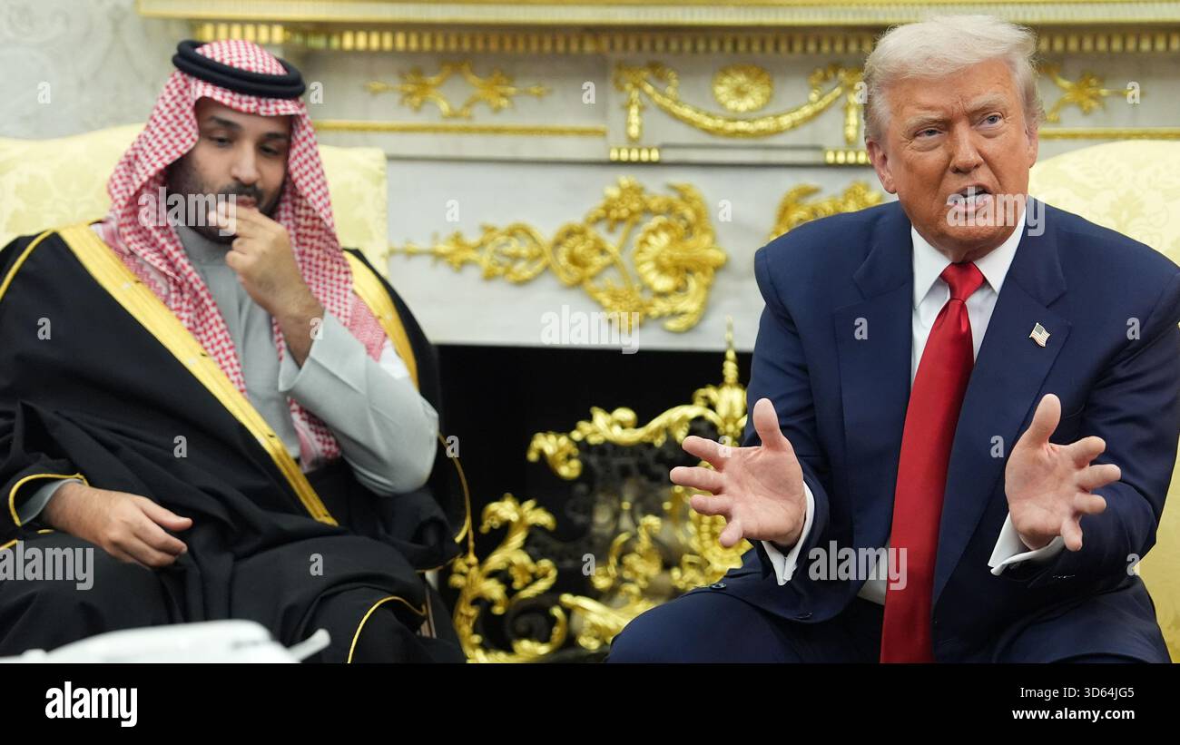 President Donald Trump meets Saudi Arabia's Crown Prince Mohammed bin ...