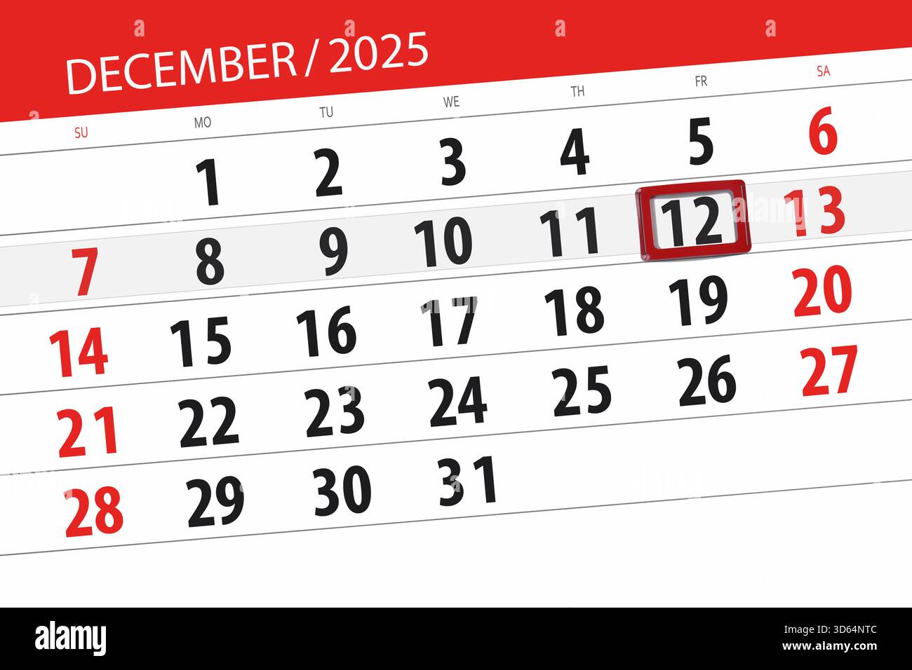 Friday 12 december 2025 hi-res stock photography and images - Alamy