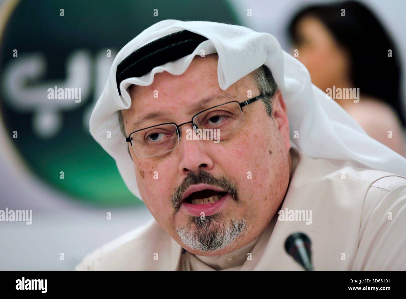 FILE - Saudi journalist Jamal Khashoggi speaks during a press ...