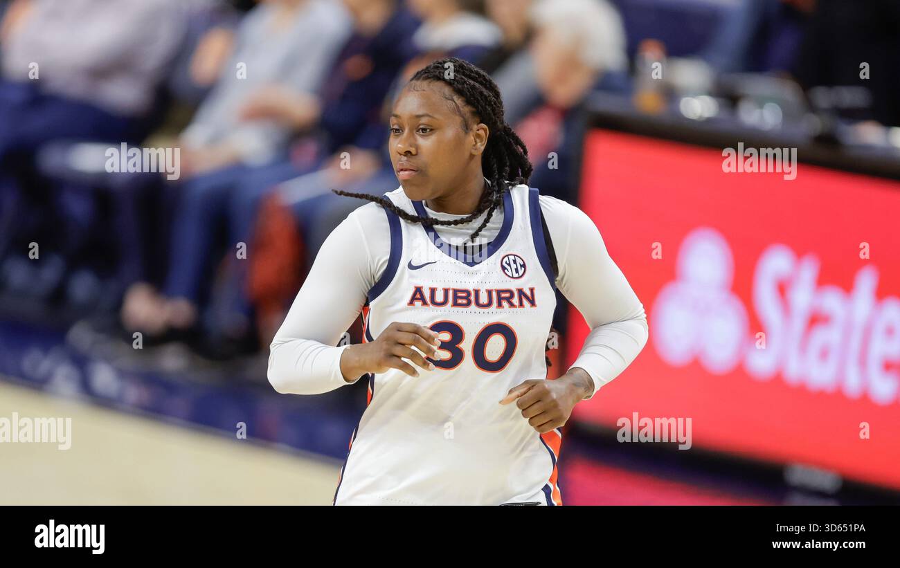 Auburn's Clara Koulibaly (30) runs up court during the first half of an ...