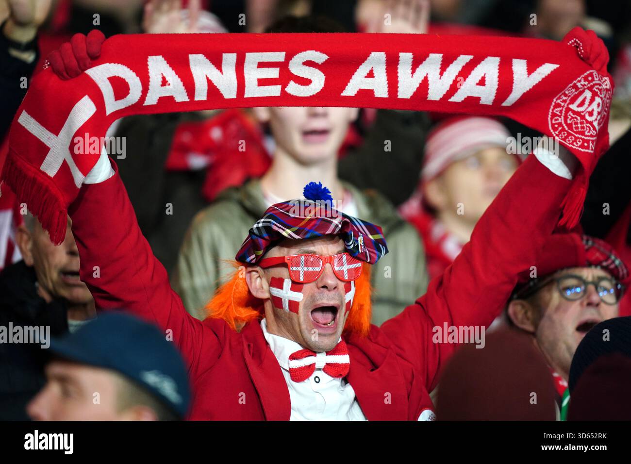 Denmark fans during the FIFA World Cup European Qualifying match at ...