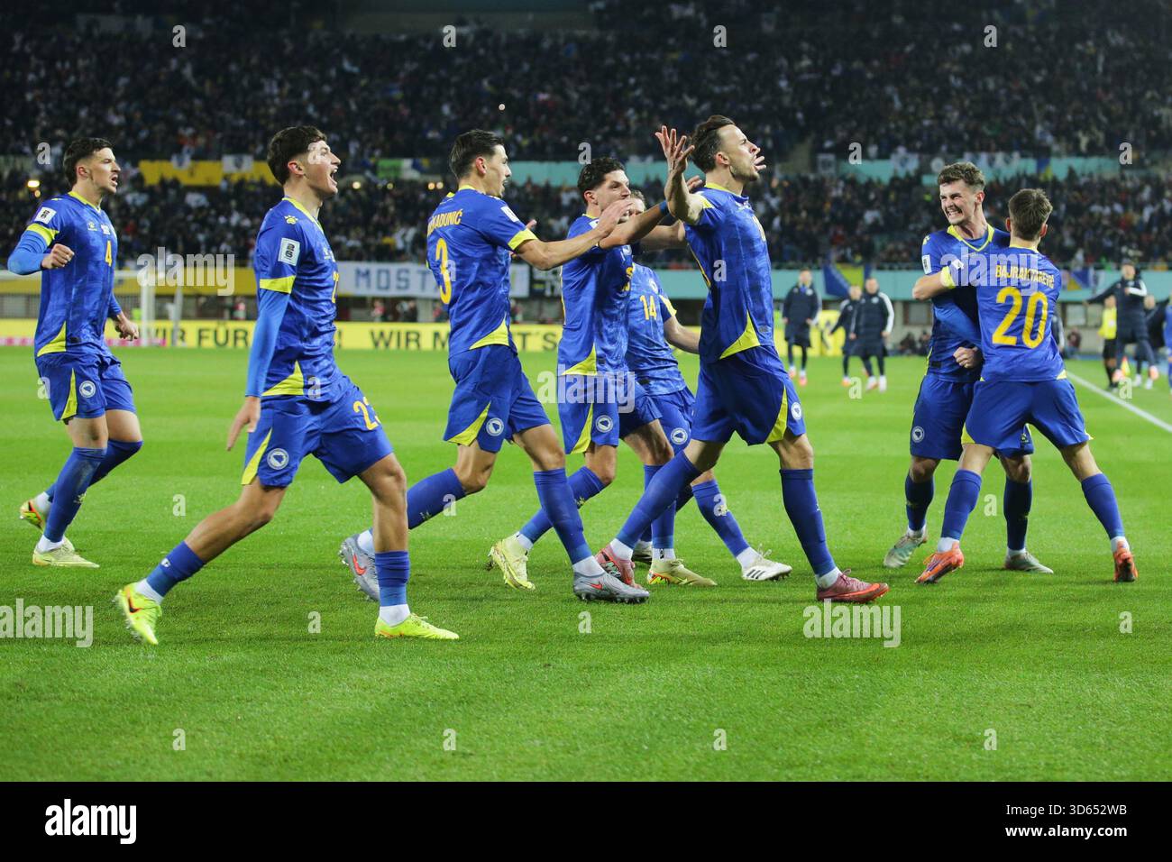 Bosnia and Herzegovina's Haris Tabakovic, 3rd right, celebrates his ...