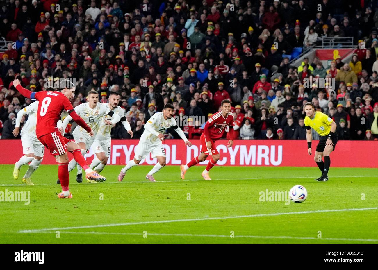 Wales' Harry Wilson scores their side's first goal of the game during ...