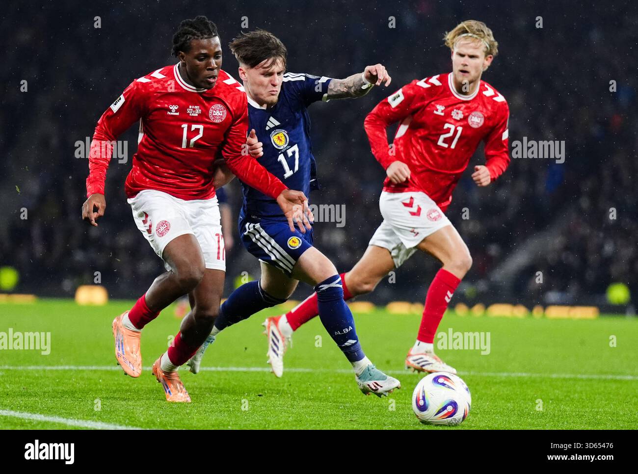 Scotland's Ben Gannon-Doak and Denmark's Patrick Dorgu battle for the ...