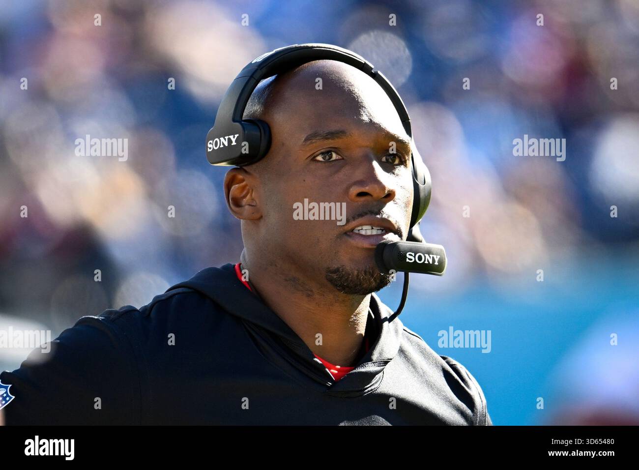 Houston Texans head coach DeMeco Ryans works against the Tennessee ...