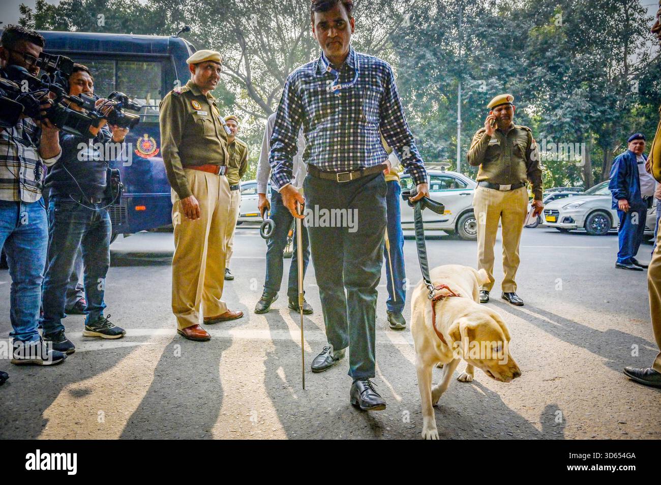 NEW DELHI, INDIA - NOVEMBER 18: Bomb disposal and dog squads seen at ...