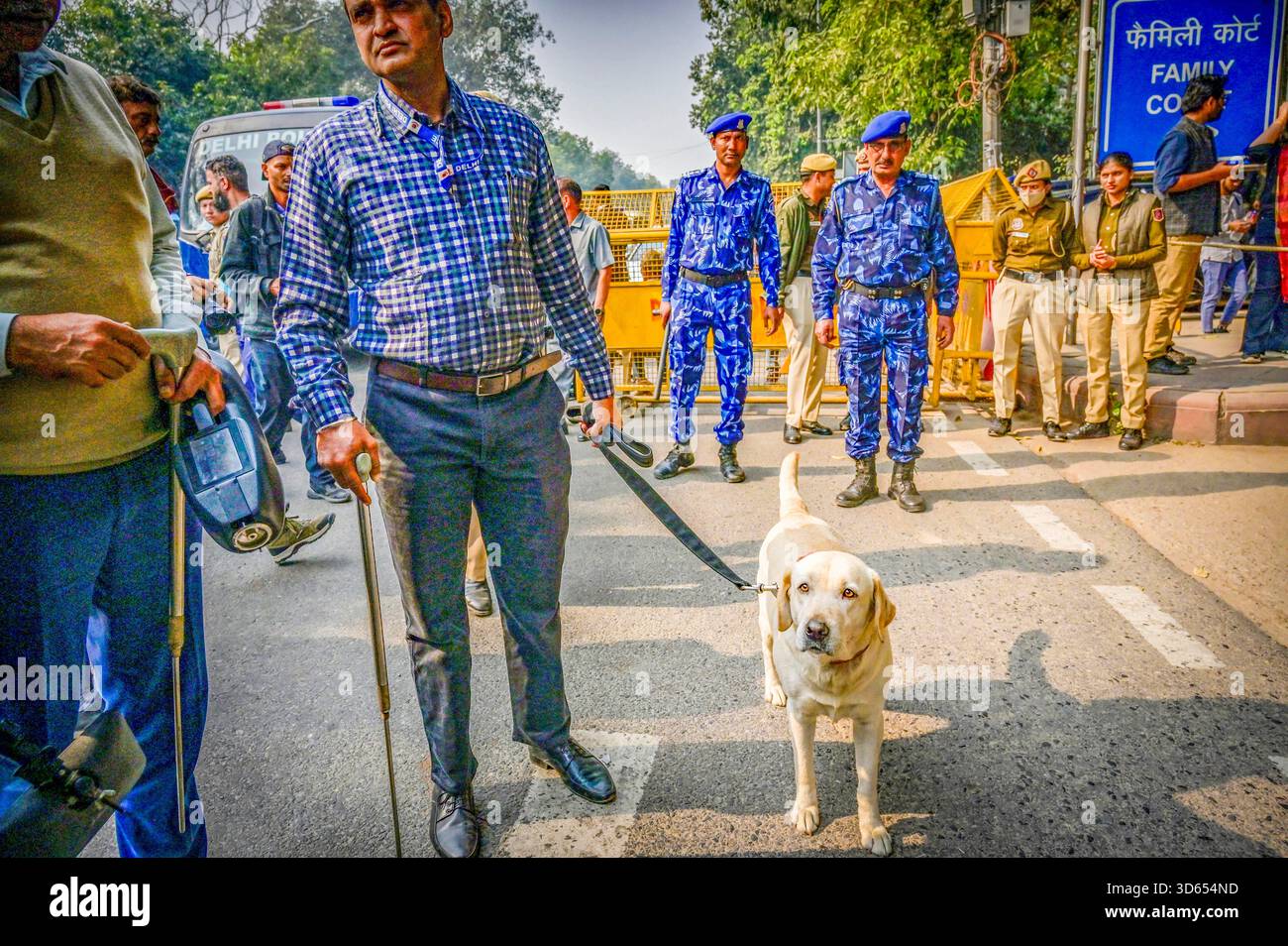 NEW DELHI, INDIA - NOVEMBER 18: Bomb disposal and dog squads seen at ...