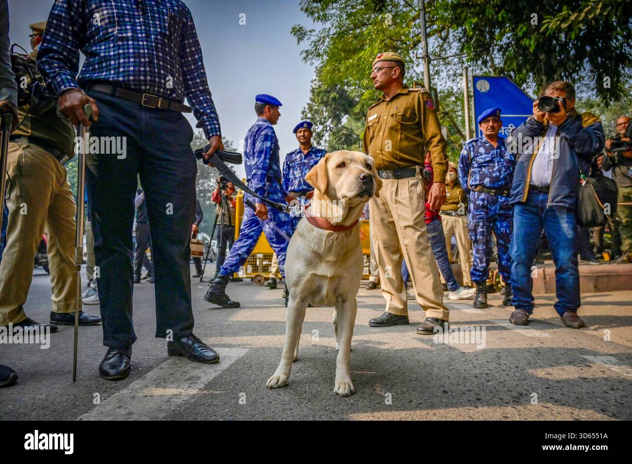 NEW DELHI, INDIA - NOVEMBER 18: Bomb disposal and dog squads seen at ...