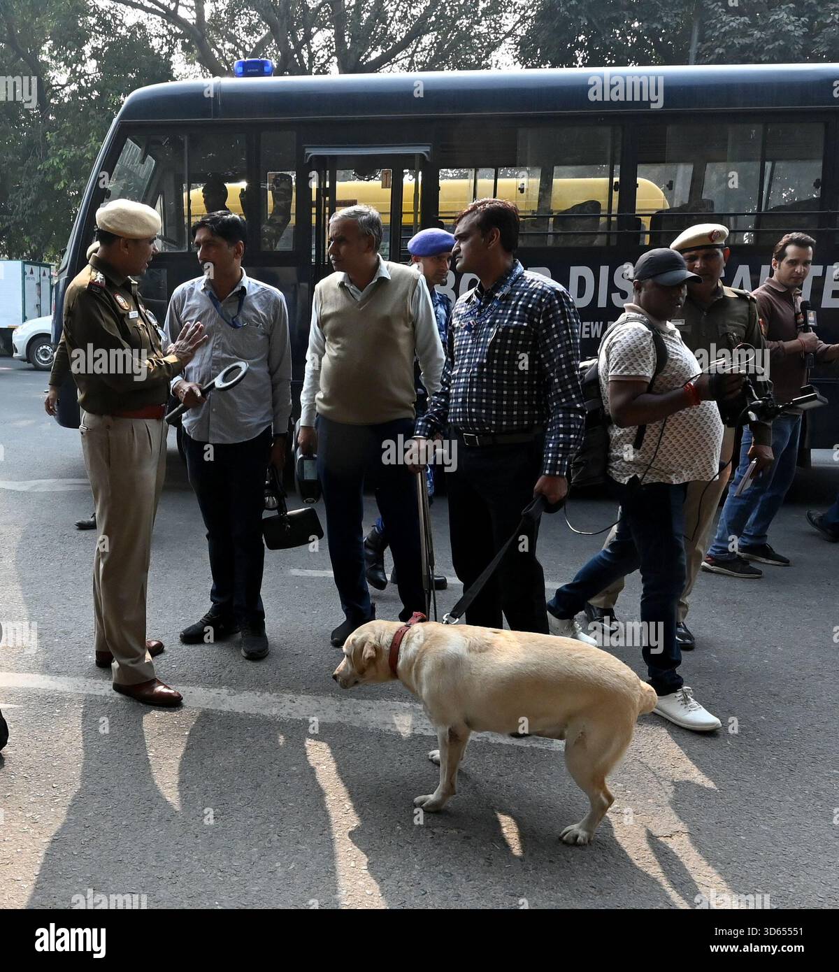 NEW DELHI, INDIA - NOVEMBER 18: Bomb disposal and dog squads seen at ...