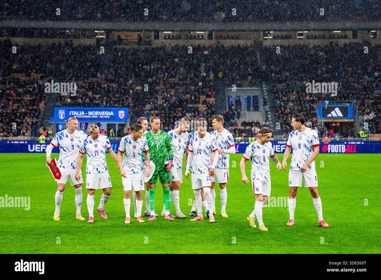 Milan, Italy 20251116. Norway's Erling Braut Haaland, Julian Ryerson ...
