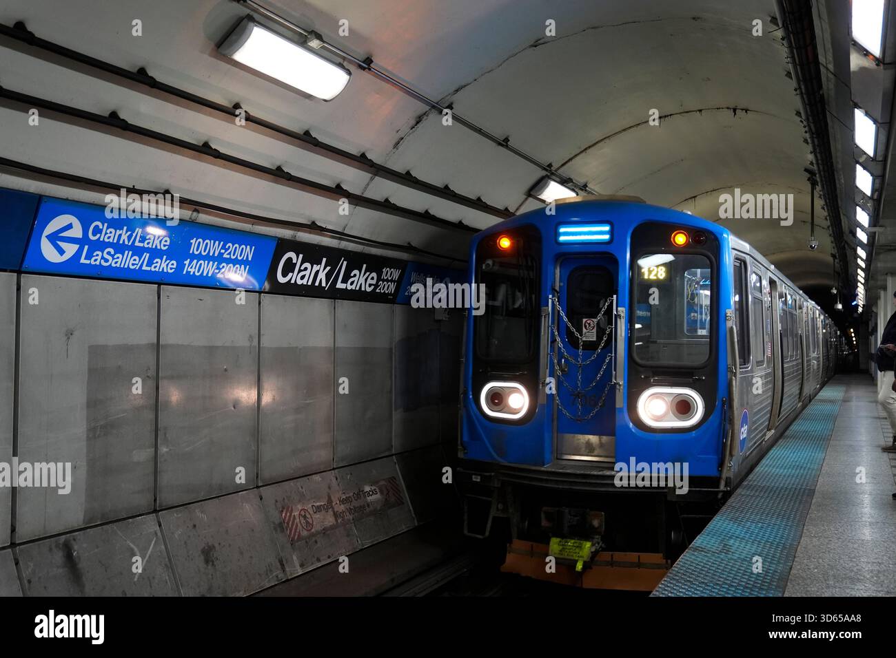 A train pulls into the Clark Street and Lake Street Blue Line stop ...