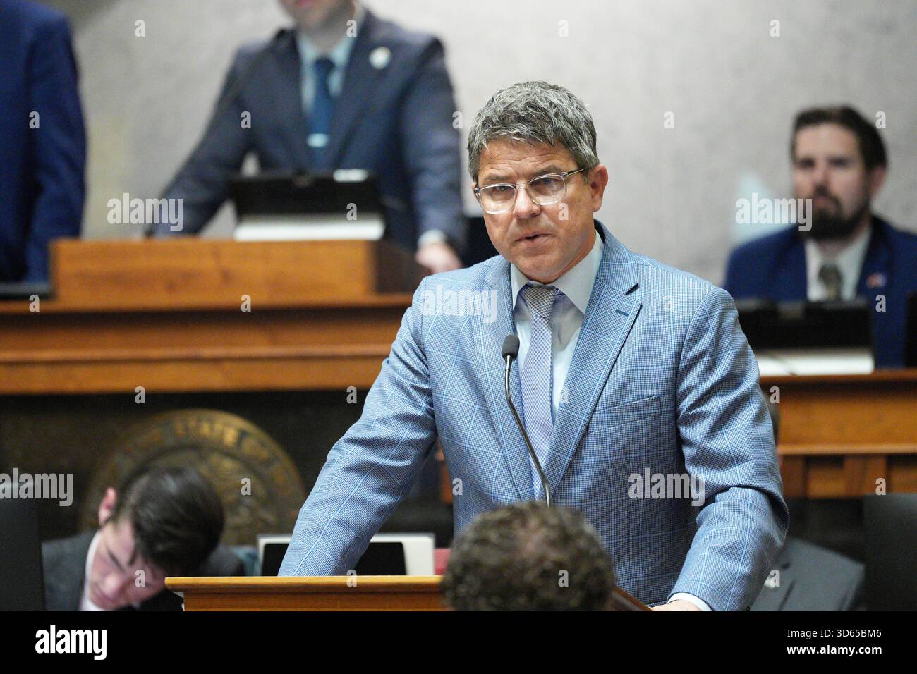 FILE - Indiana Senate President Pro Tempore Rodric Bray speaks in the ...