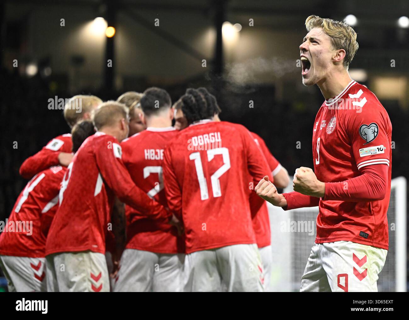 Glasgow, Scotland, 18th November 2025. Rasmus Hojlund of Denmark scored ...