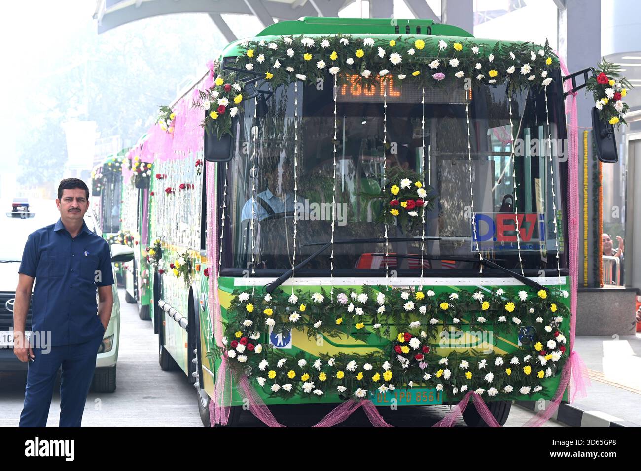 NEW DELHI, INDIA - NOVEMBER 18: New Devi E-buses parked at new Azadpur ...