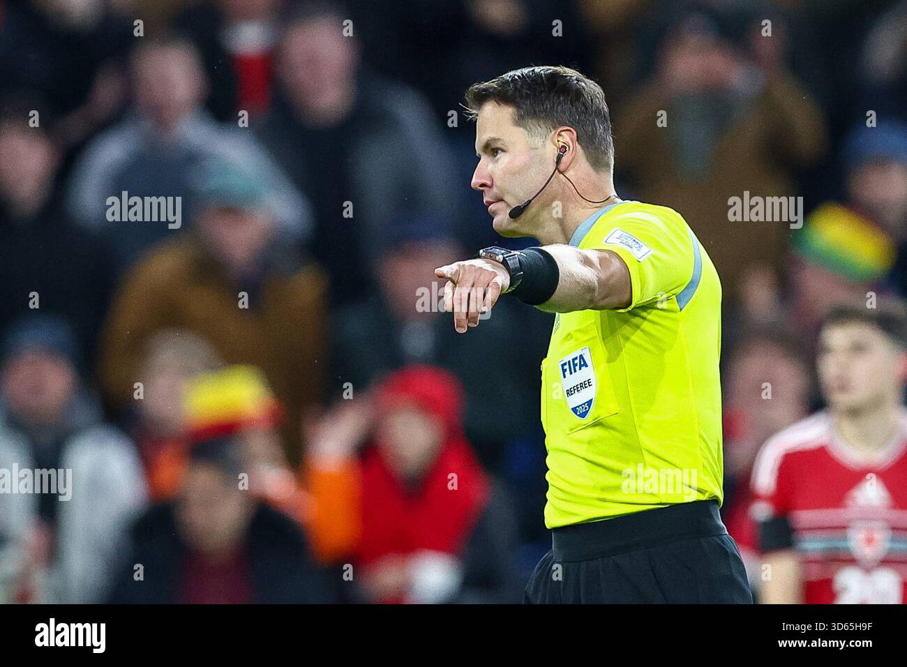 Referee, Danny Makkelie points to the penalty spot during the FIFA ...