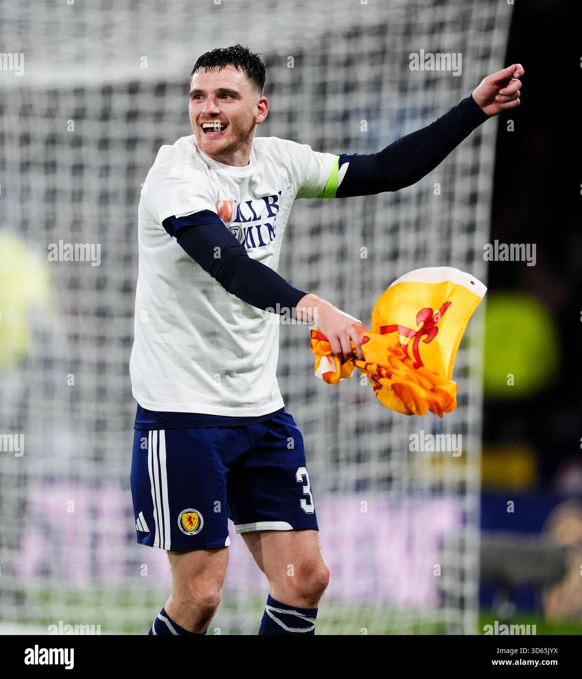 Scotland's Andrew Robertson celebrates after his side qualified for the ...