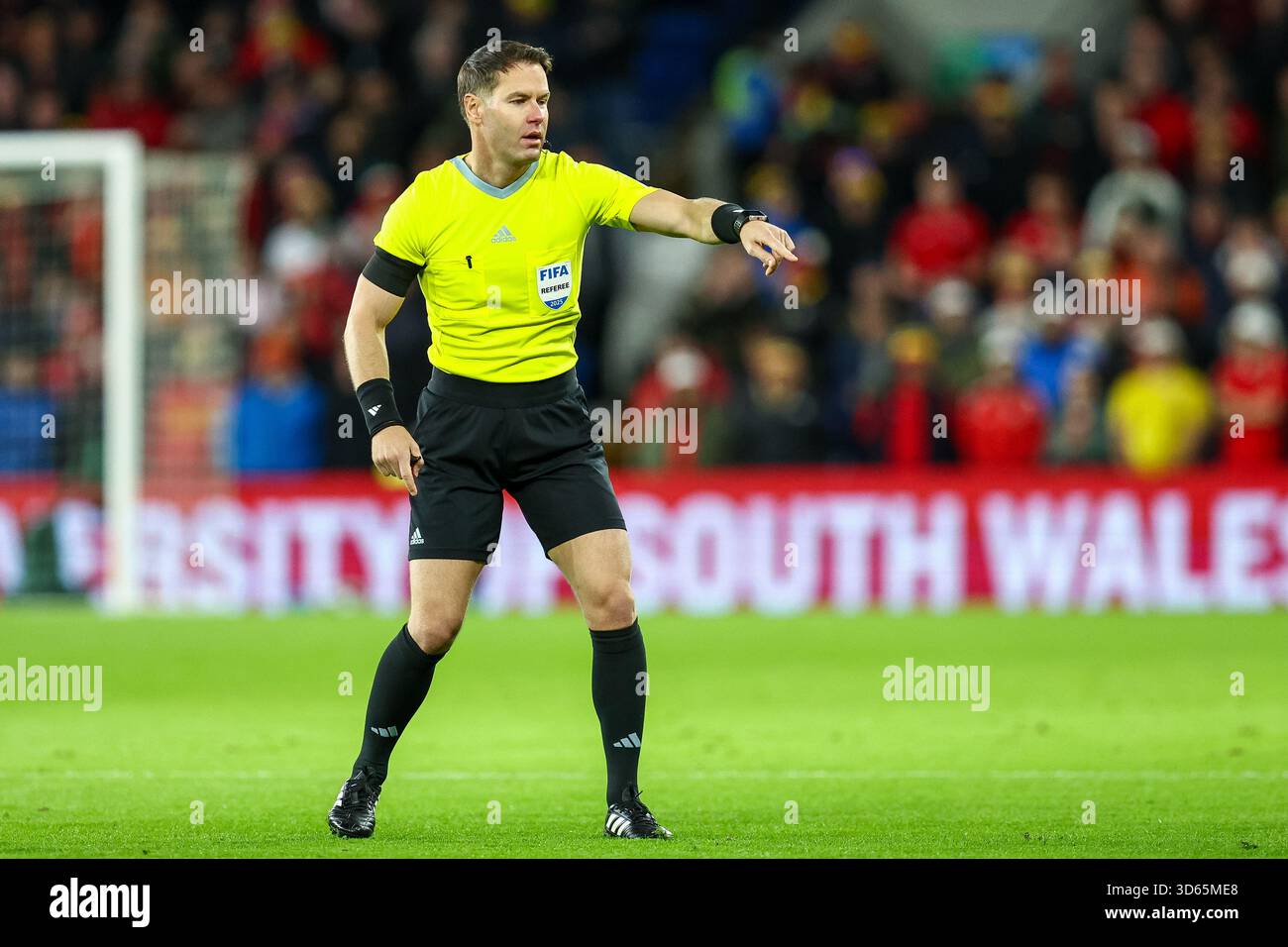 Referee, Danny Makkelie points during the FIFA World Cup Group J ...