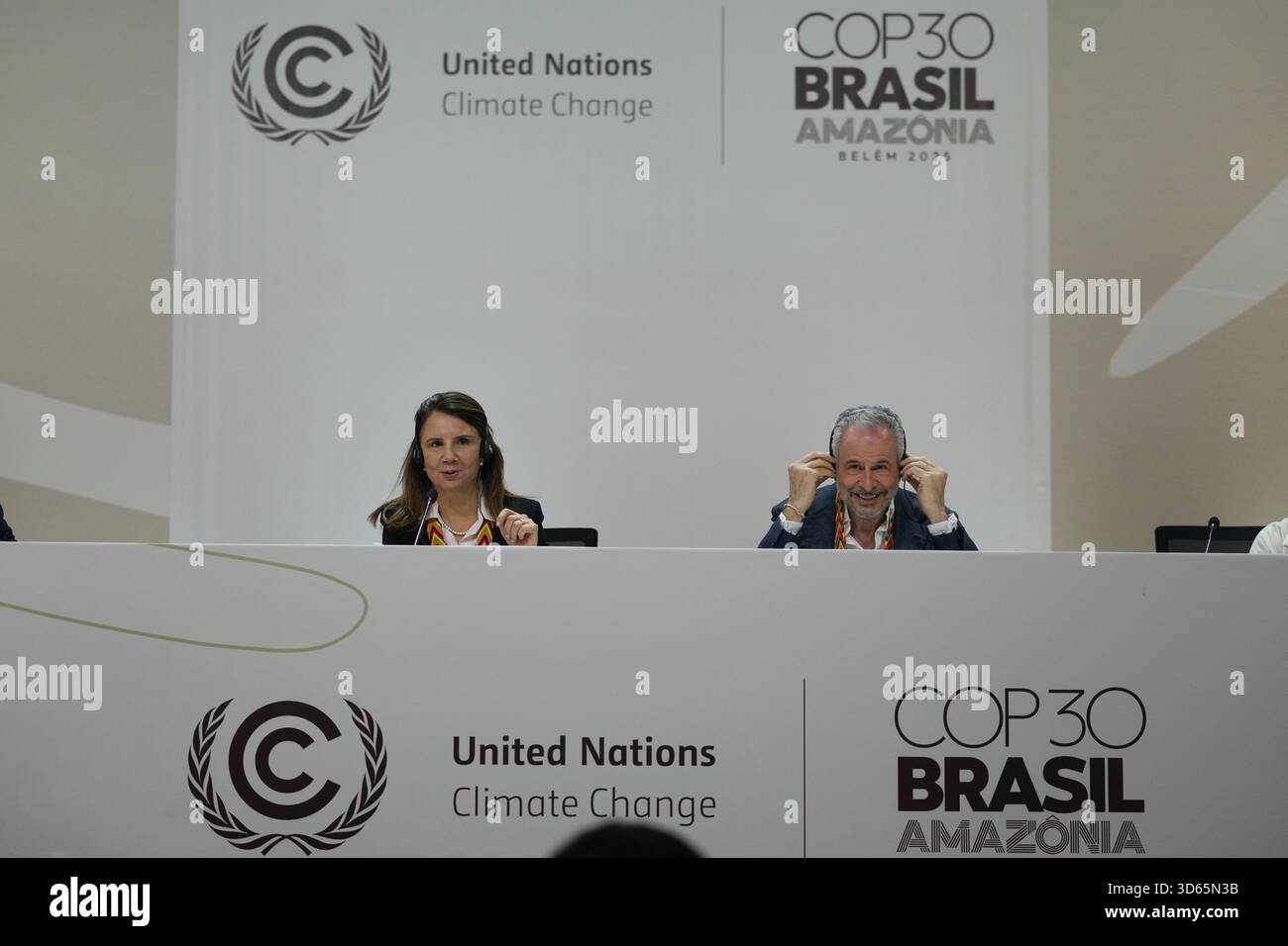 André Corrêa do Lago, COP30 president, right, and Ana Toni, COP30 CEO ...