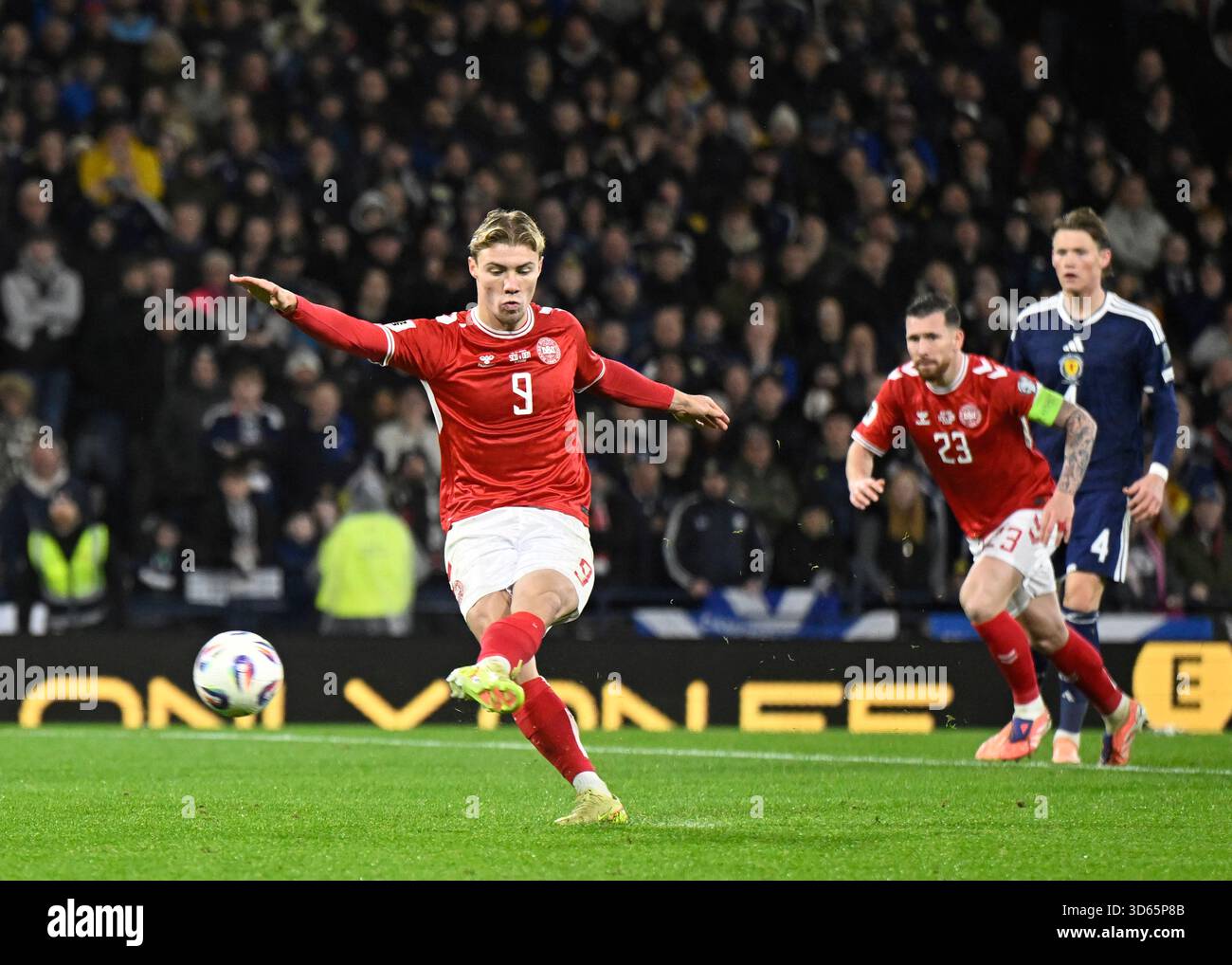 Glasgow, Scotland, 18th November 2025. Rasmus Hojlund of Denmark scored ...