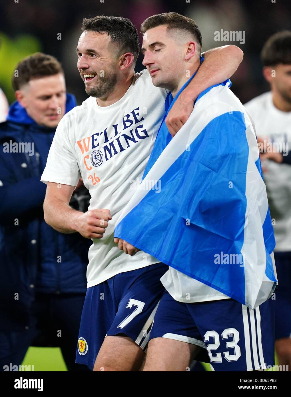 Scotland's John McGinn (left) and Kenny McLean celebrates after ...