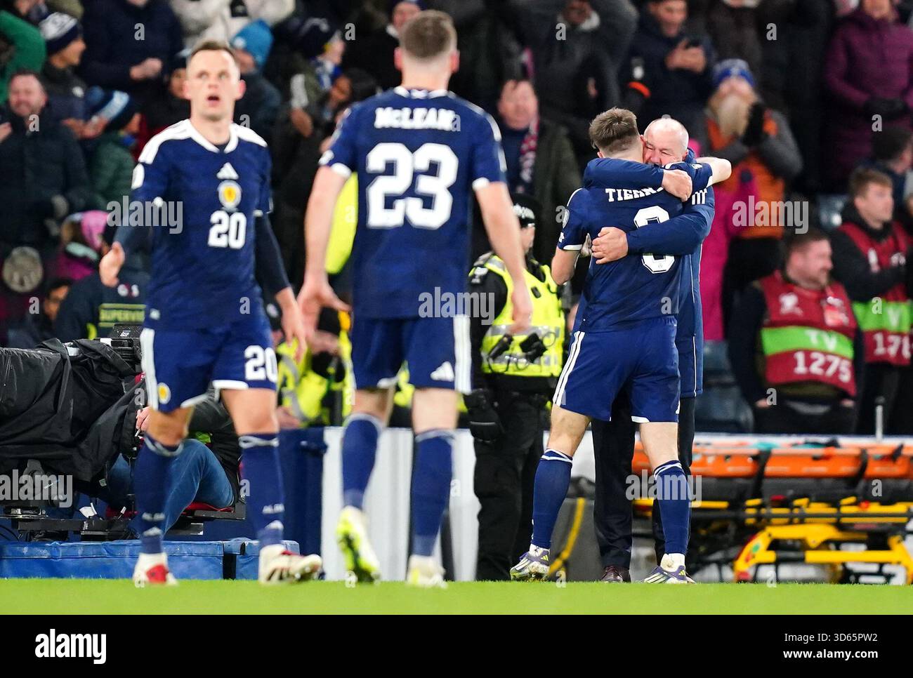 Scotland's Kieran Tierney celebrates scoring their side's third goal of ...