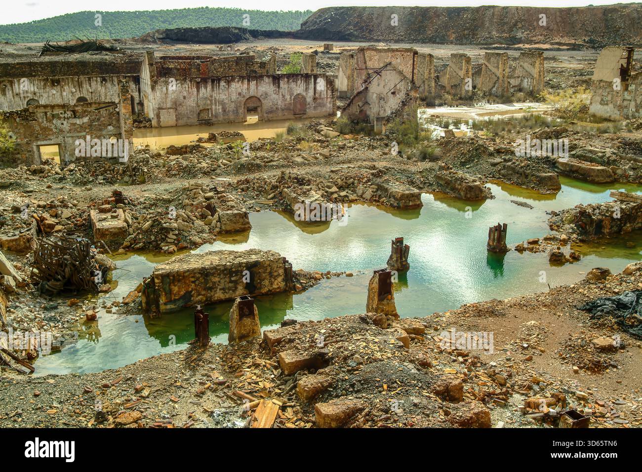 The decaying structures of the Rio Tinto copper smelter stand amidst ...