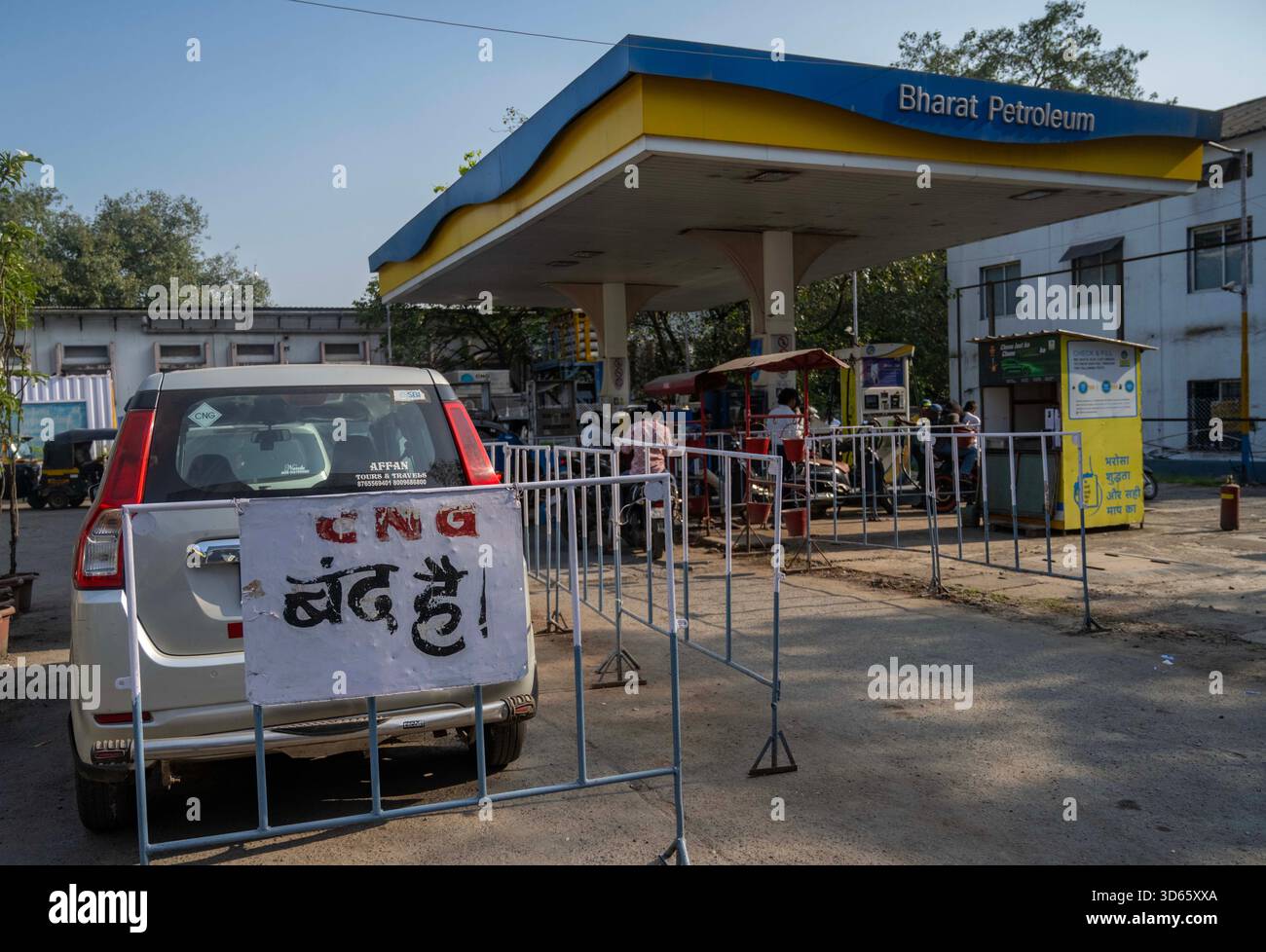 MUMBAI, INDIA - NOVEMBER 18: Closed sign at CNG station on November 18 ...