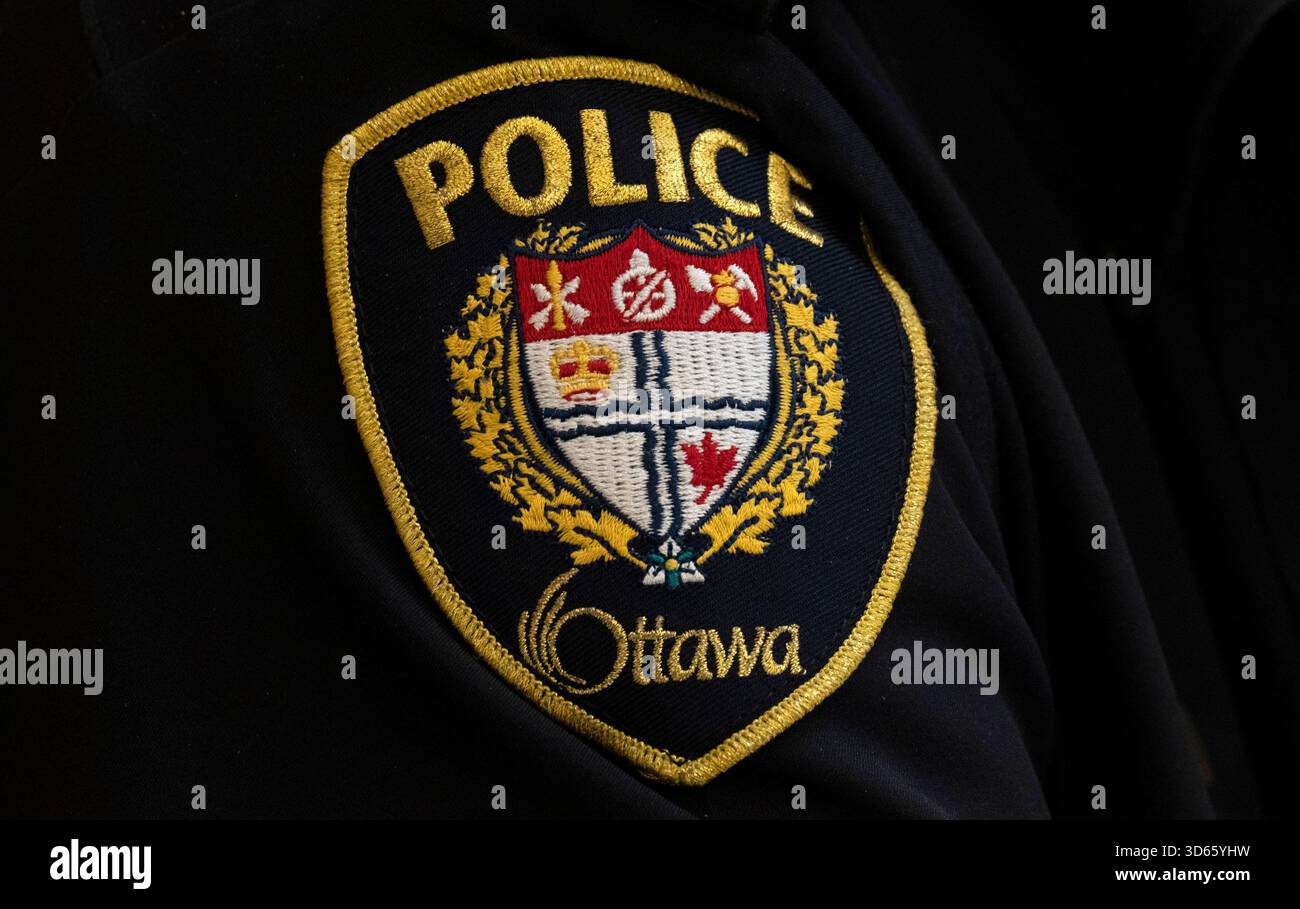 An Ottawa Police badge is seen in Ottawa on Thursday, April 28, 2022 ...