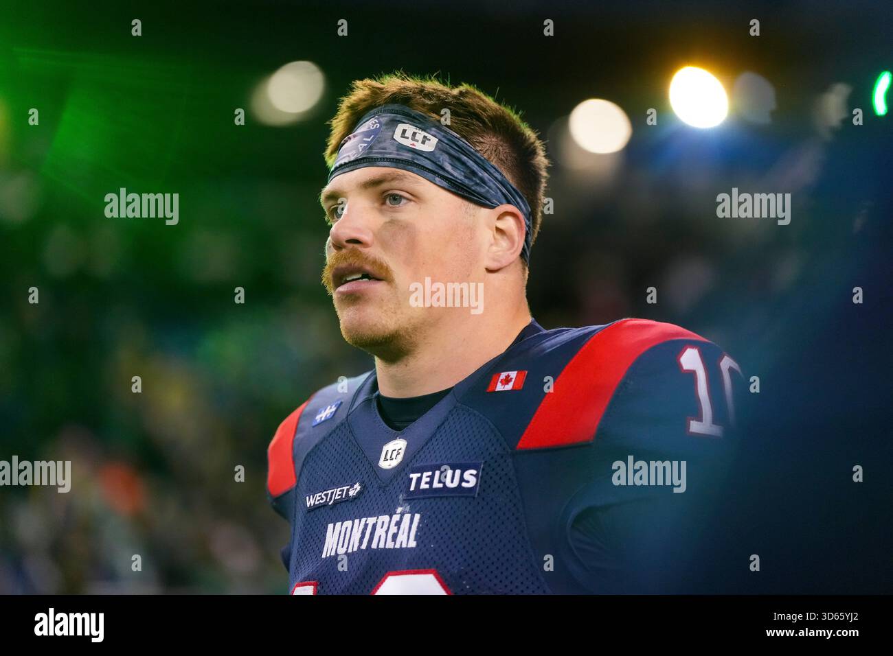 Montreal Alouettes quarterback Davis Alexander (10) reacts to being ...