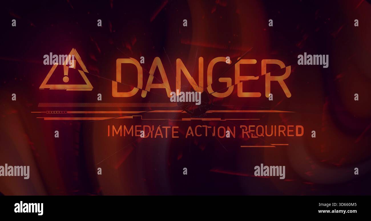 Displaying DANGER and IMMEDIATE ACTION REQUIRED text with hazard ...