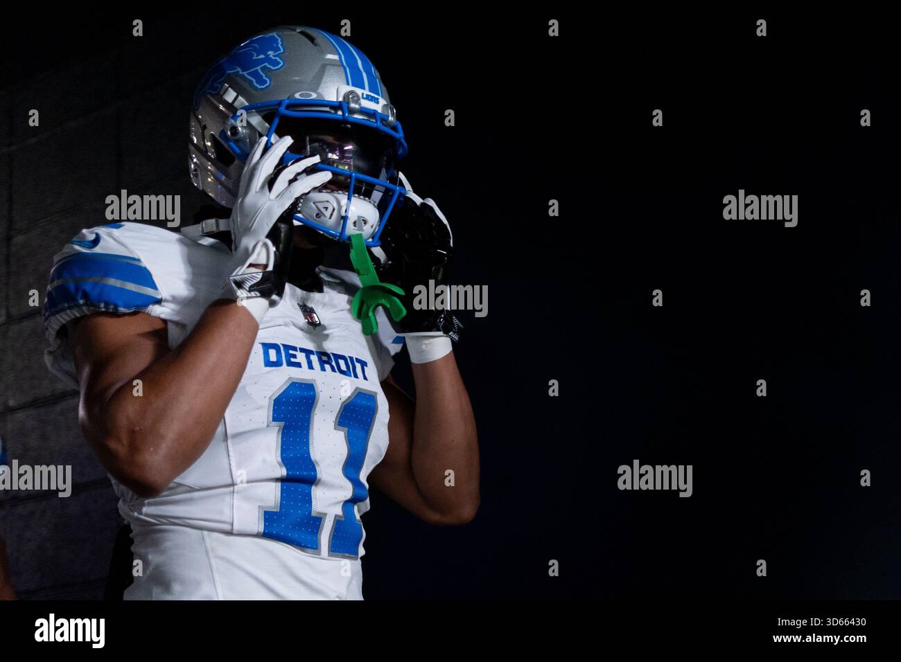 Detroit Lions wide receiver Kalif Raymond has out to the field prior to ...