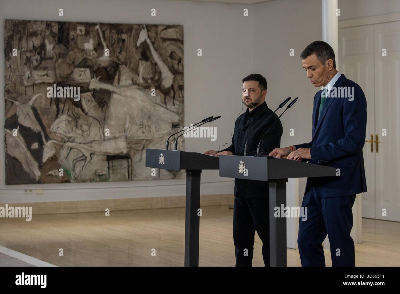 Spanish Prime Minister Pedro Sánchez (R) and President of Ukraine ...