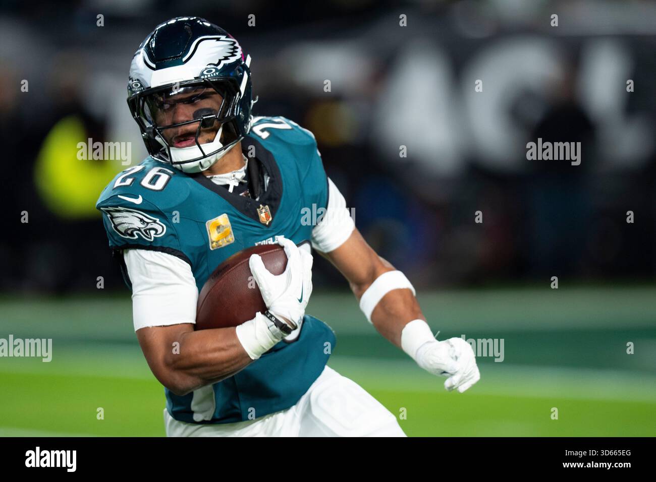 Philadelphia Eagles running back Saquon Barkley in action during an NFL ...