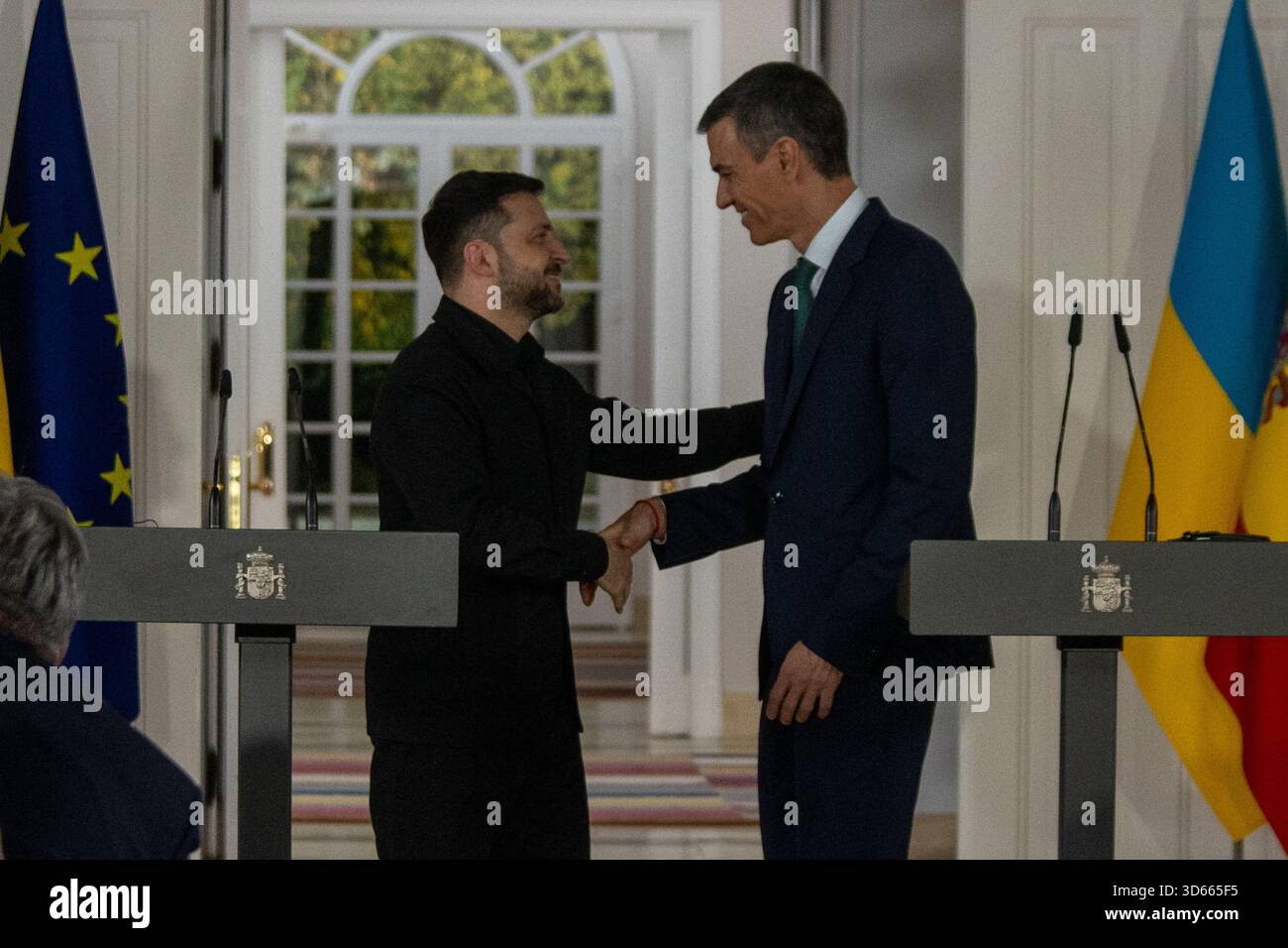 Spanish Prime Minister Pedro Sánchez (R) and President of Ukraine ...