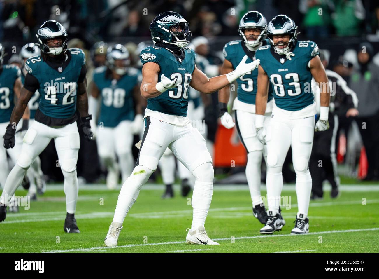 Philadelphia Eagles tight end Cameron Latu reacts during an NFL ...