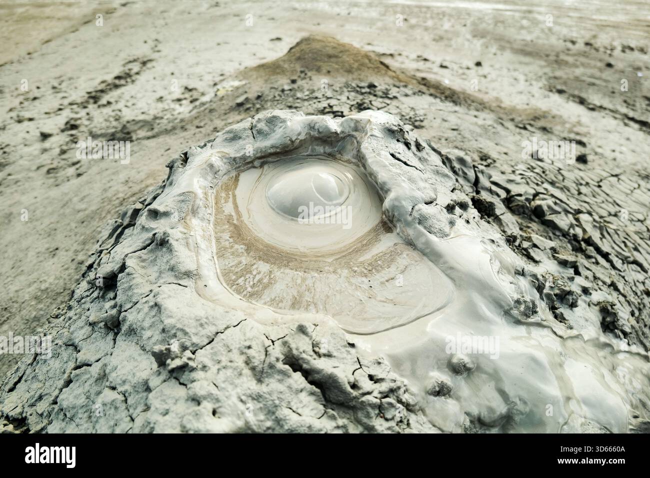 Mud volcanoes in Azerbaijan at Gobustan Nature Reserve near Baku. View ...