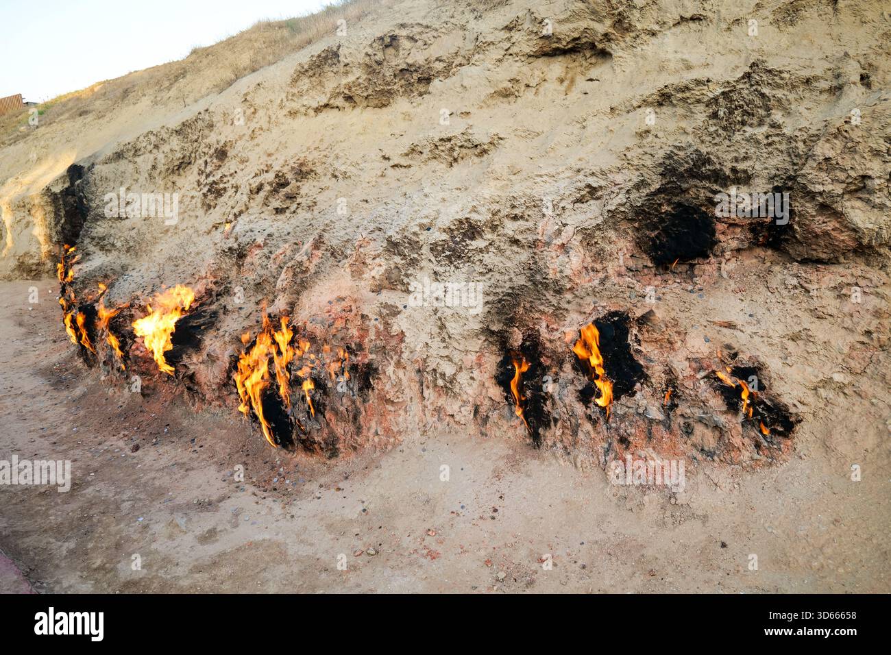 Yanardag, the Burning Mountain, in Baku, Azerbaijan. Landscape of ...