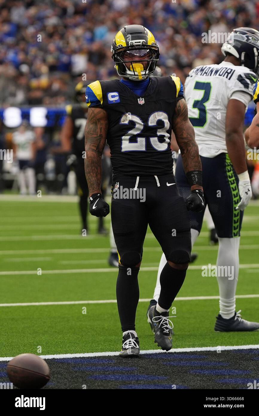 Los Angeles Rams running back Kyren Williams celebrating during the ...