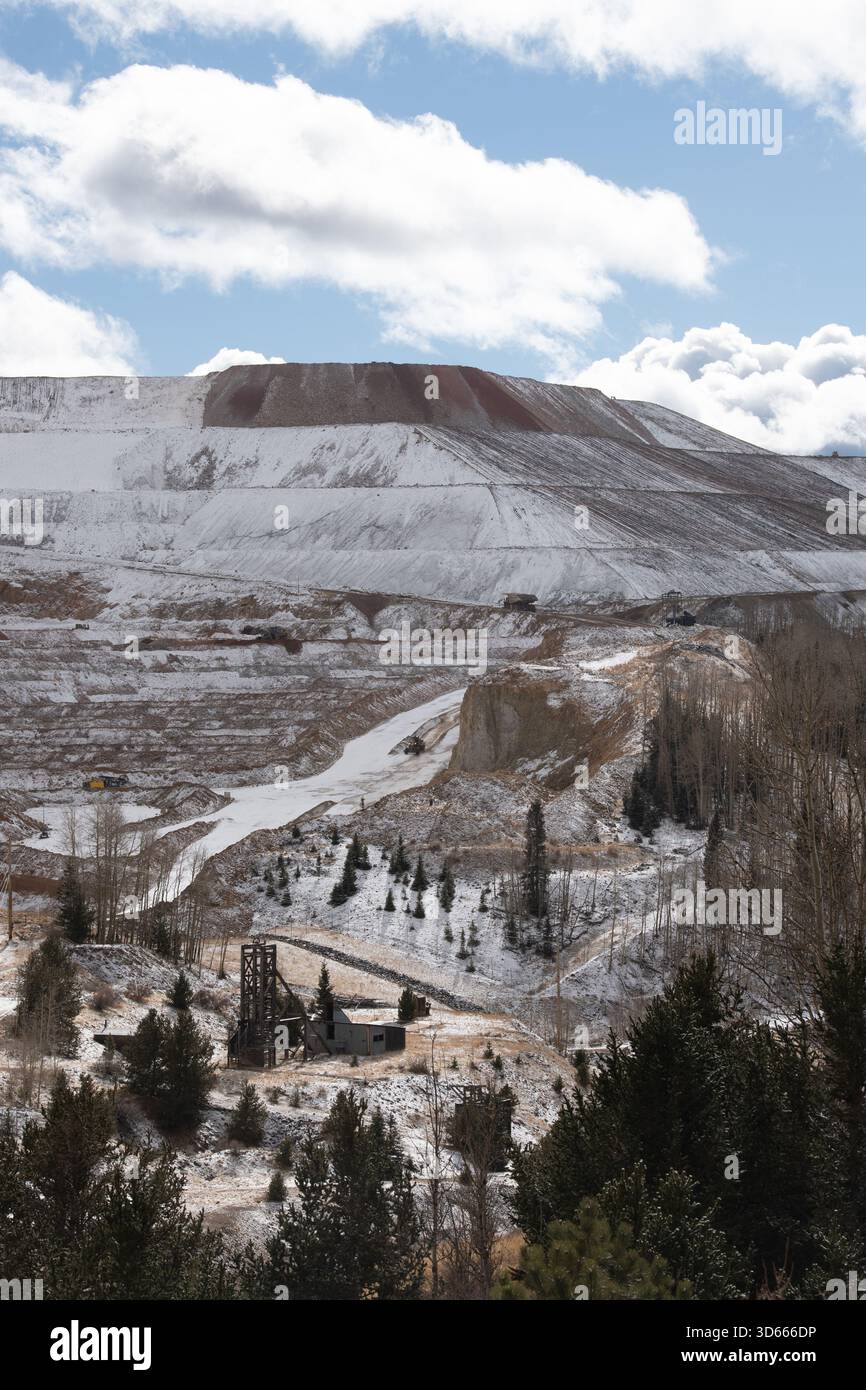 Snow covered Mine tailings from the Cripple Creek and Victor Gold Mine ...