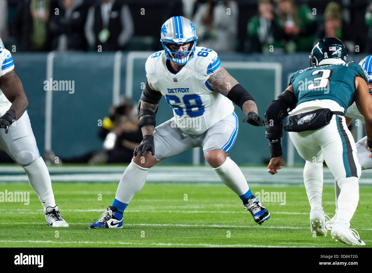 Detroit Lions tackle Taylor Decker in action during an NFL football ...