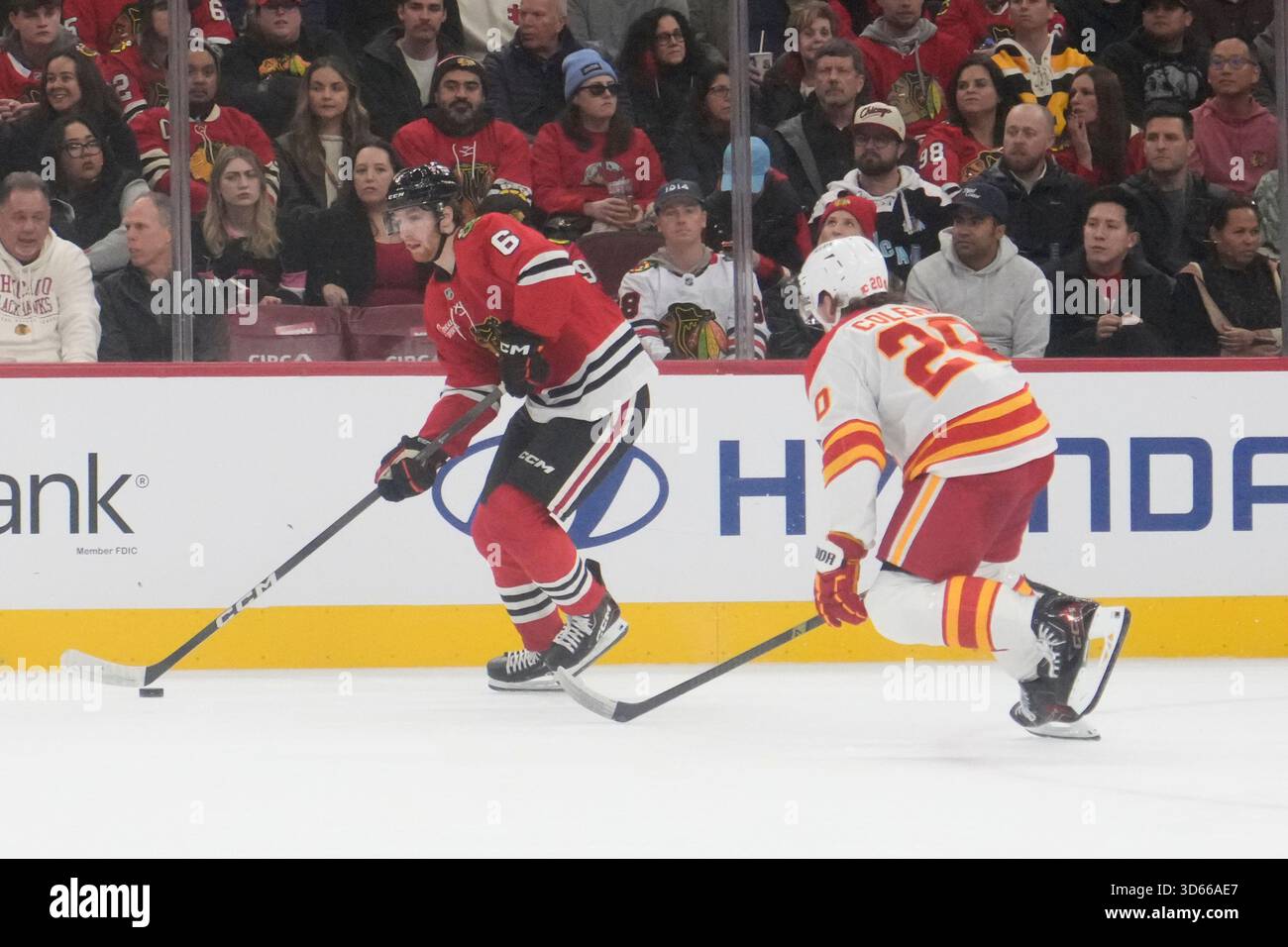 Calgary Flames left wing Blake Coleman defends Chicago Blackhawks ...