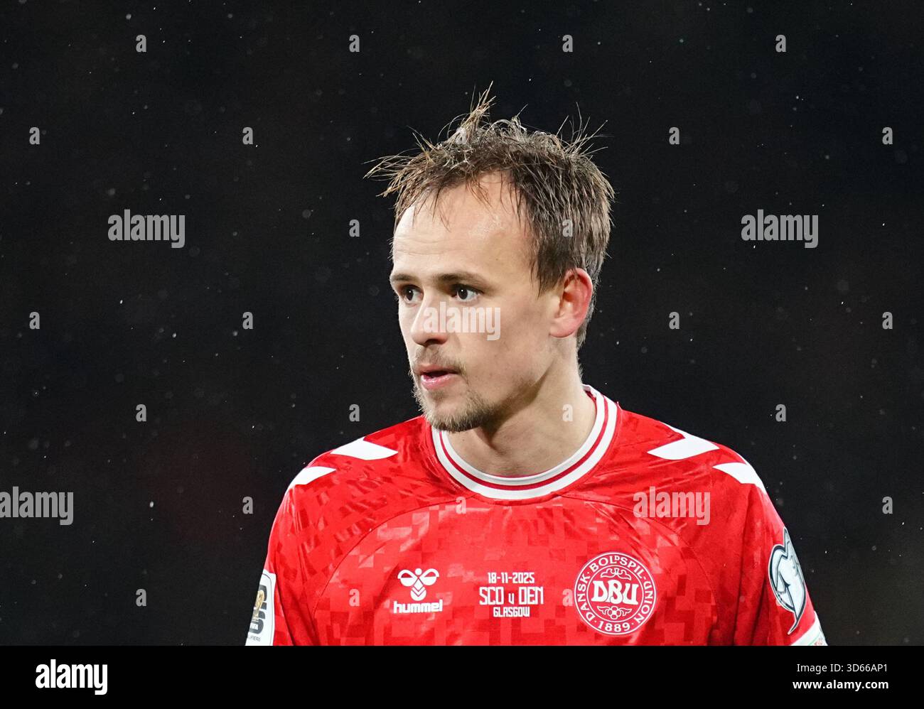 November 18 2025: Mikkel Damsgaard of Denmark looks on during a World ...