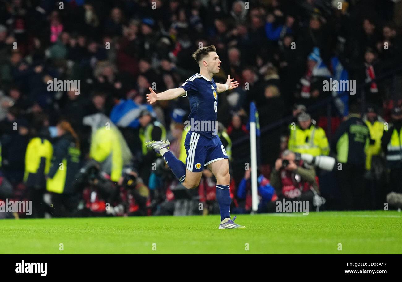 November 18 2025: Kieran Tierney of Scotland celebrate during a World ...