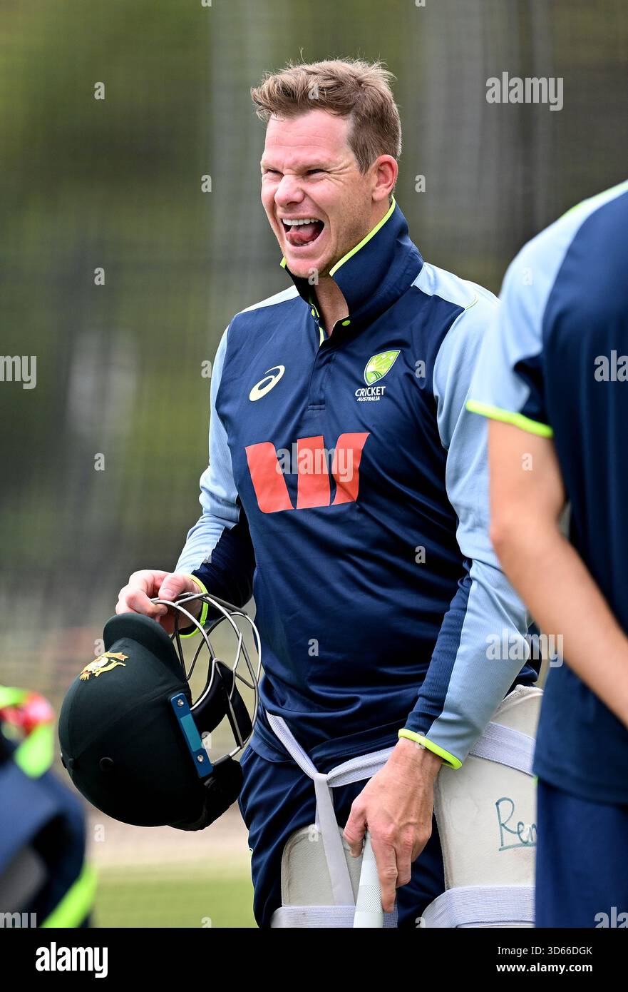 Steve Smith reacts during an Australia Cricket Team training session at ...